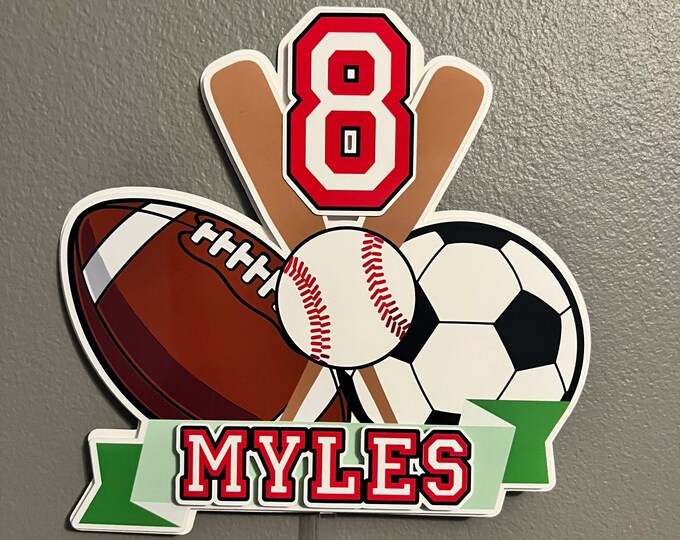 Sports Cake Topper, Basketball Baseball Football Soccer Cake Topper ...