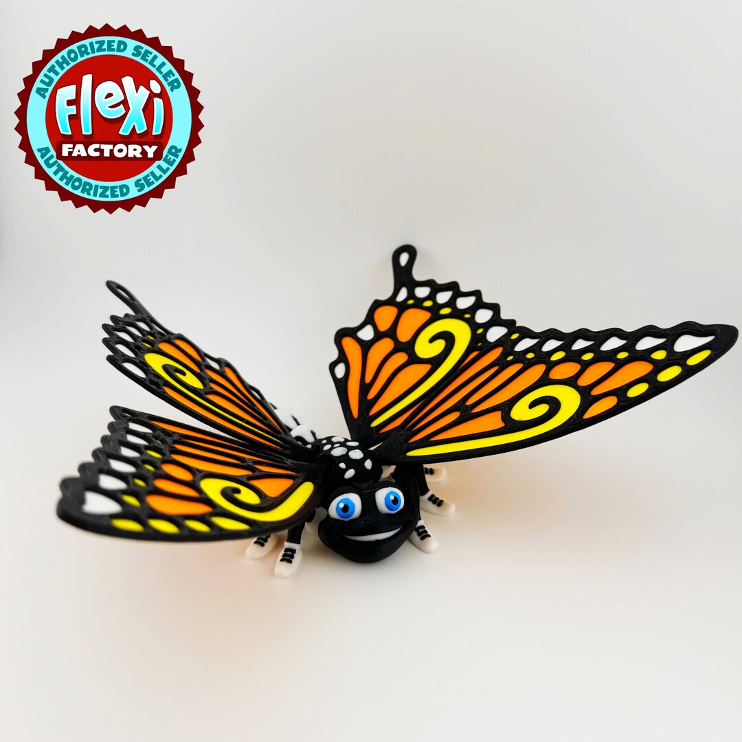 3D Printed Articulating Butterfly – 7in Wingspan – Flexi Insect Toy or ...
