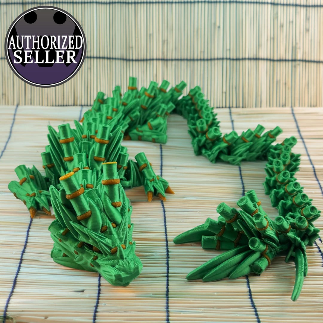 3D Printed Articulating Bamboo Dragon – 27in Long – Flexi Dragon ...