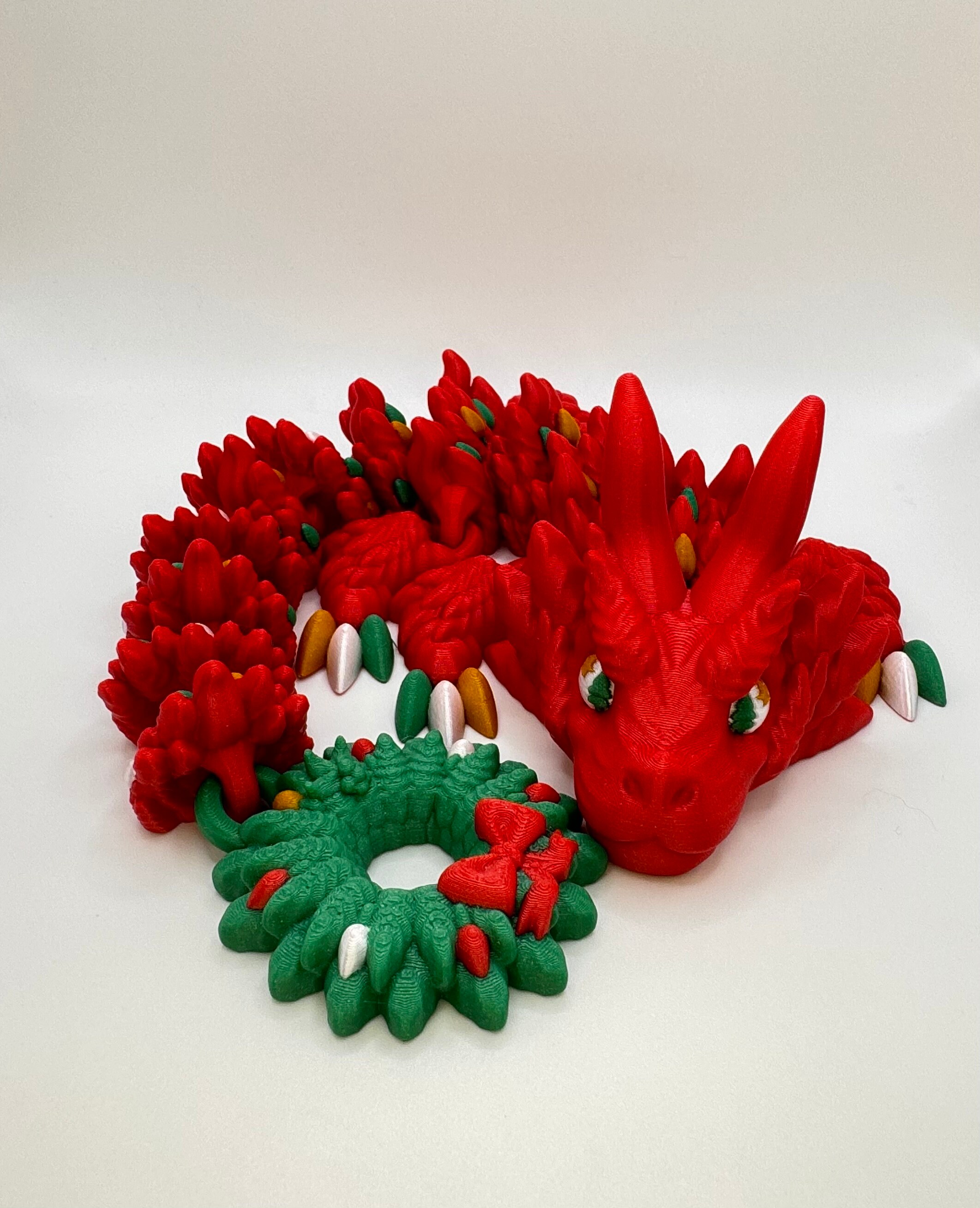 3D Printed Articulating Christmas Dragon – 15in Size – Holiday Fidget ...