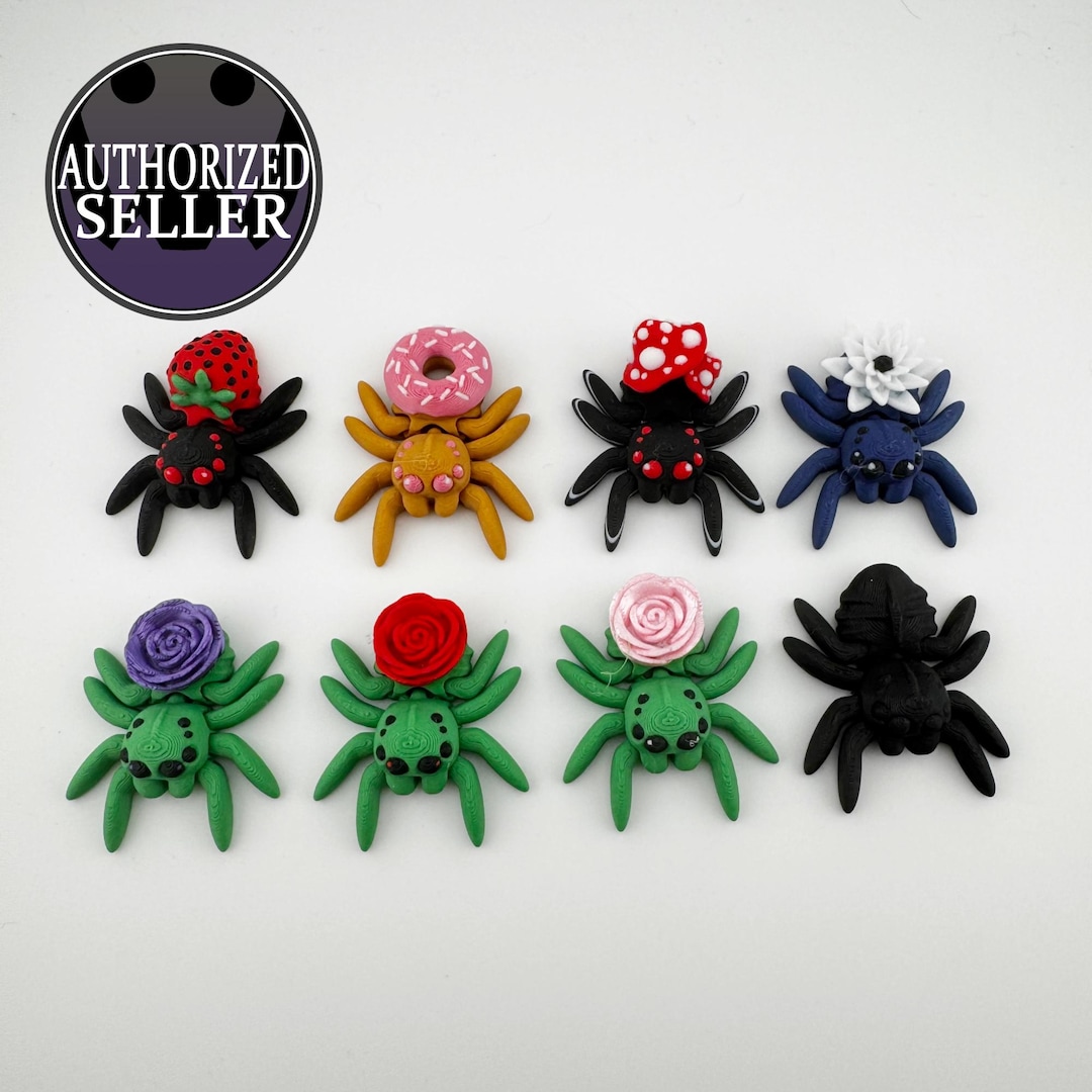 3D Printed Mini Spider Collection – Rose, Donut, Water Lily, Strawberry ...