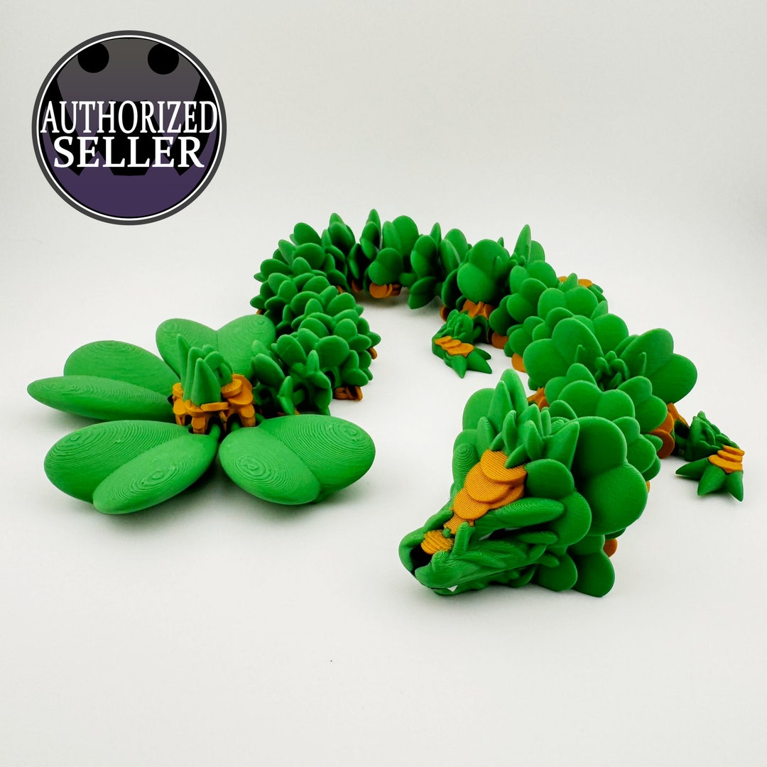 3D Printed Articulating Clover Dragon – 18in Long – St. Patrick's Day ...