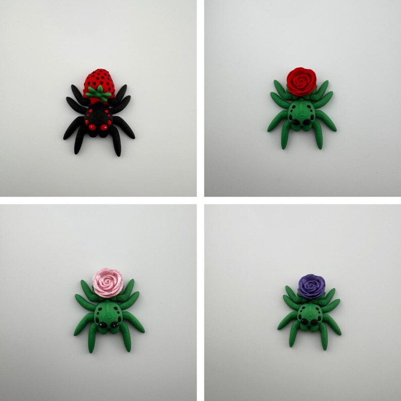 3D Printed Mini Spider Collection – Rose, Donut, Water Lily, Strawberry ...