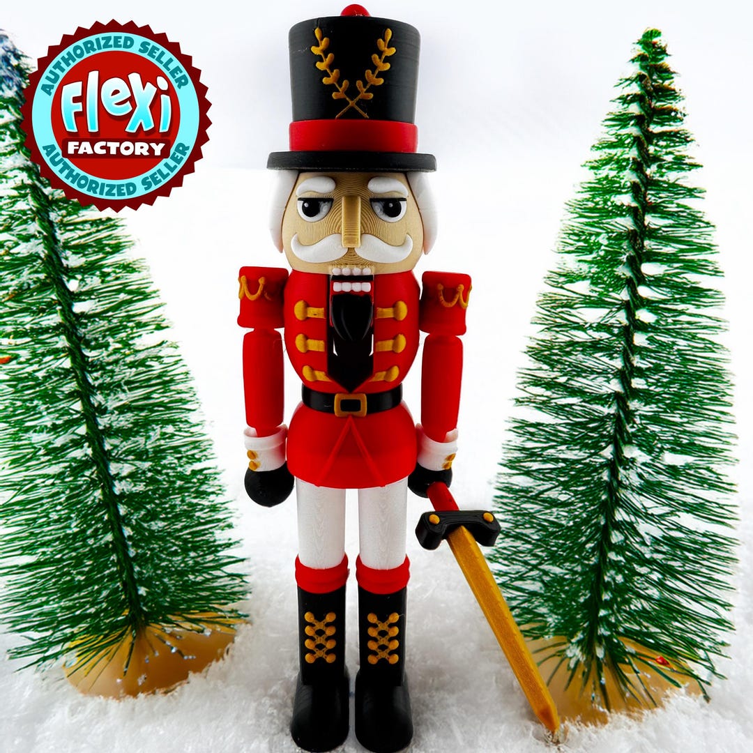 3D Printed Articulating Nutcracker Soldier – 8in Tall – Black or White ...