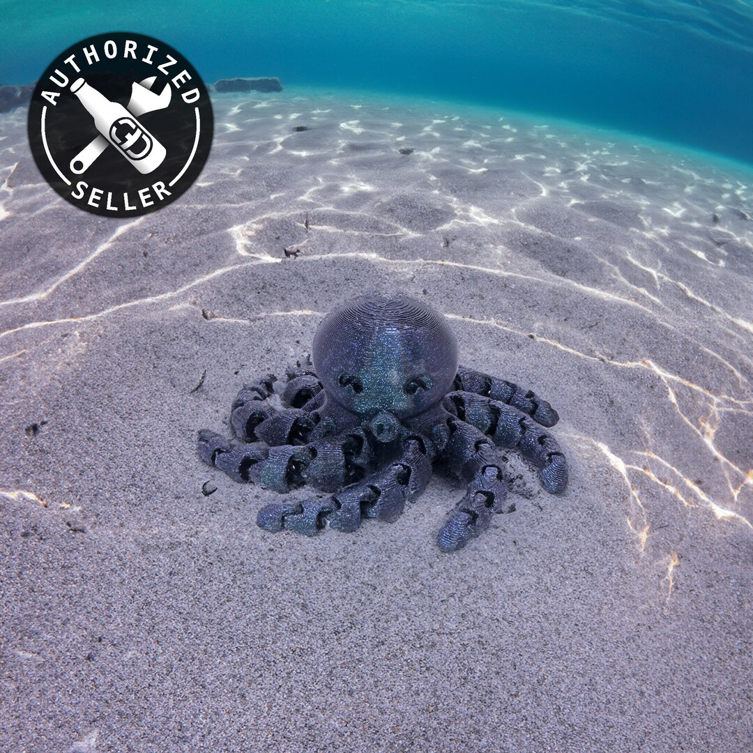 3D Printed Articulating Octopus – 4in Tentacle Span, 2in Tall – Flexi ...