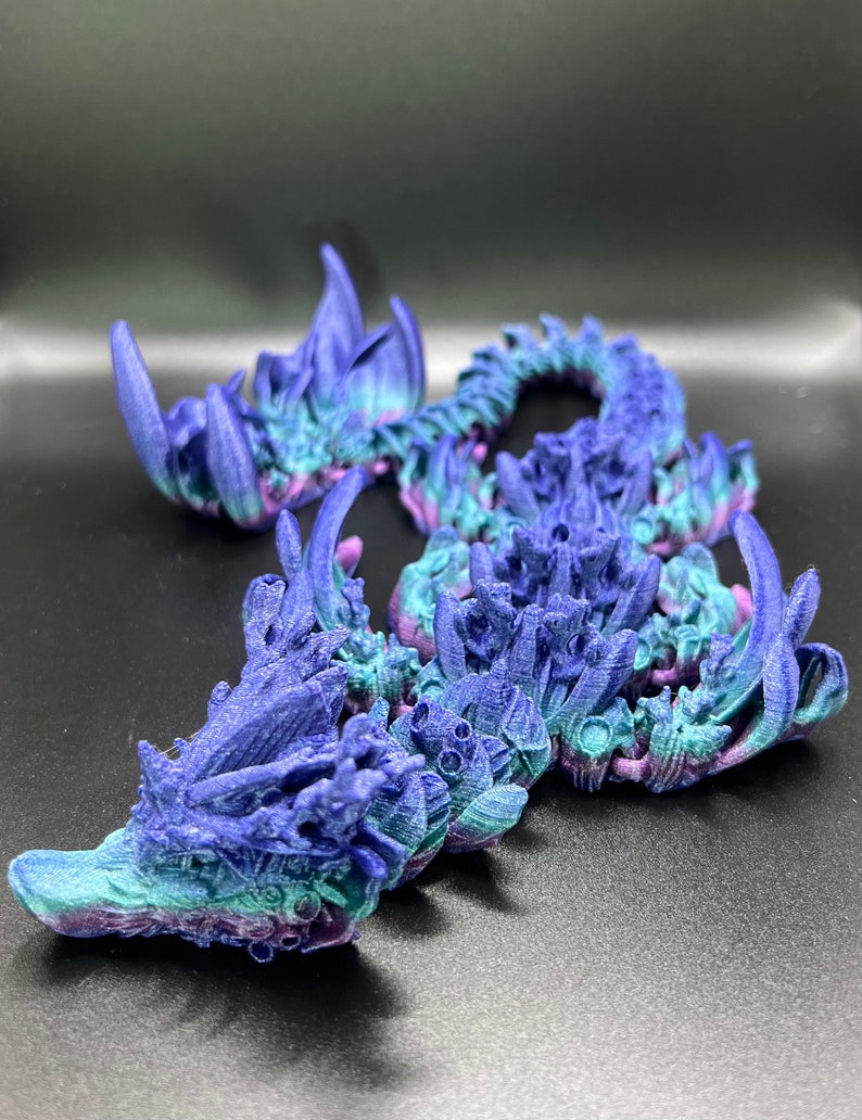3D Printed Articulating Coral Reef Dragon Flexi Dragon - Etsy