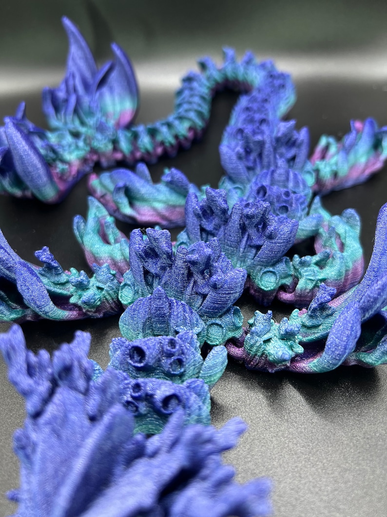 3D Printed Articulating Coral Reef Dragon Flexi Dragon - Etsy
