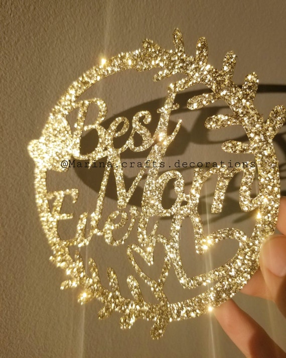 Best Mom Ever Cake Topper Glittery Cake Topper | Etsy