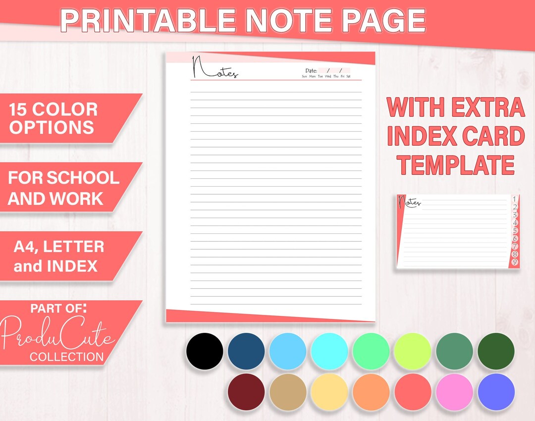 Printable Notes Page Instant Download Print at Home PDF Take Notes With ...