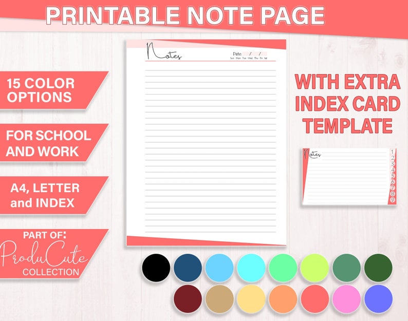 Printable Notes Page Instant Download Print at Home PDF Take Notes With ...