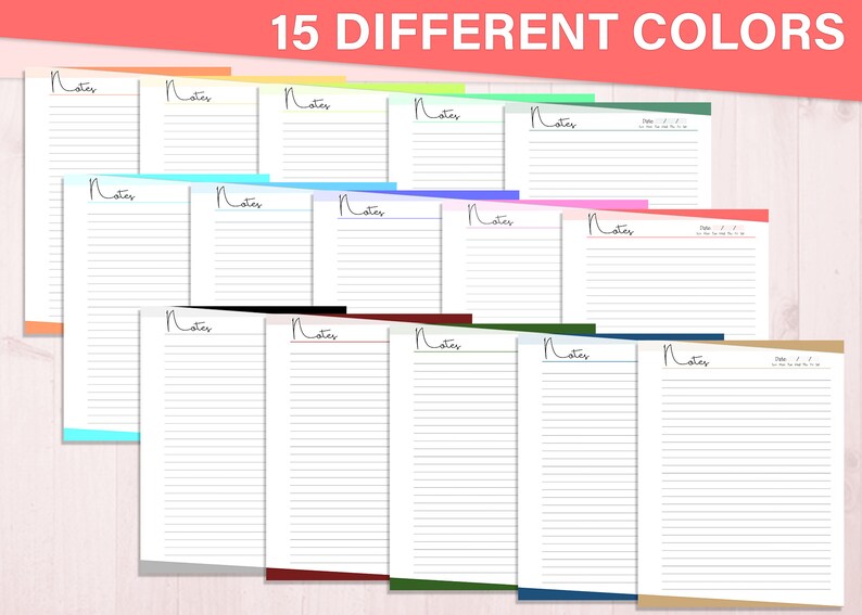 Printable Notes Page Instant Download Print at Home PDF Take Notes With ...