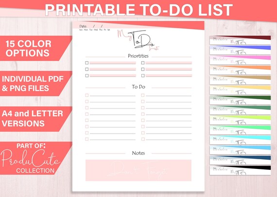 Printable to Do List Instant Download Print at Home PDF | Etsy