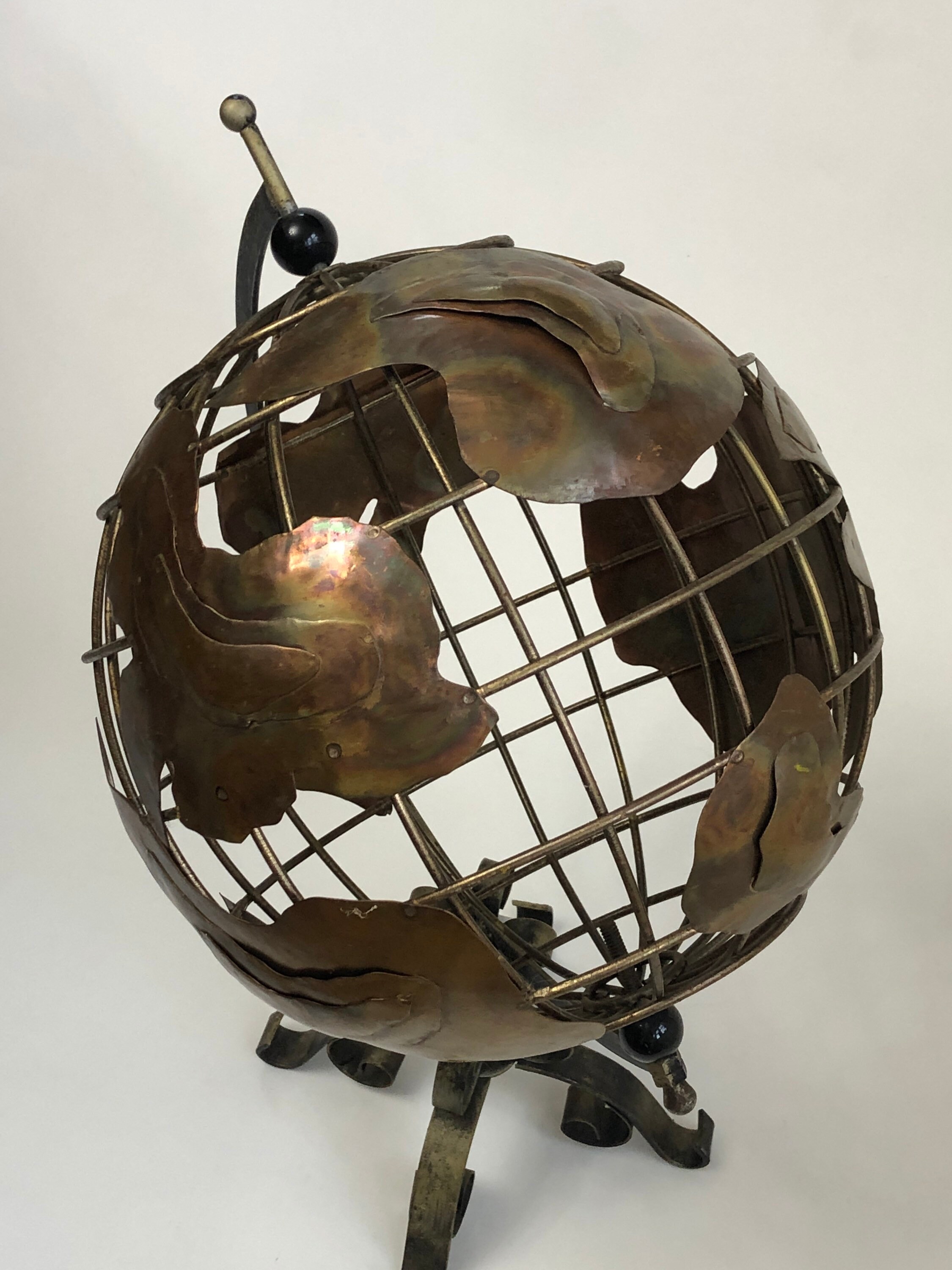 Vintage Metal Art Brutalist World Globe Hemisphere Sculpture - Etsy