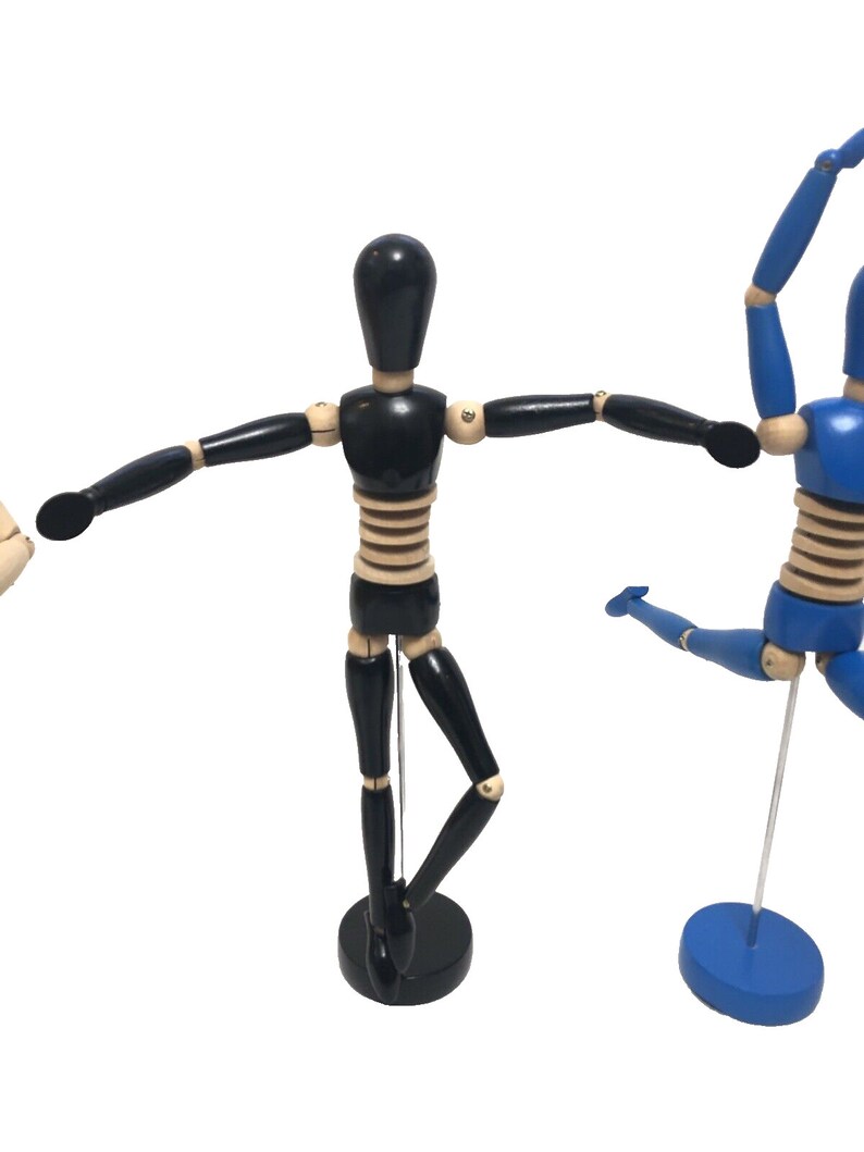 Set of 5 Fully Articulated Wood Artist Mannequin's Model Figures With ...