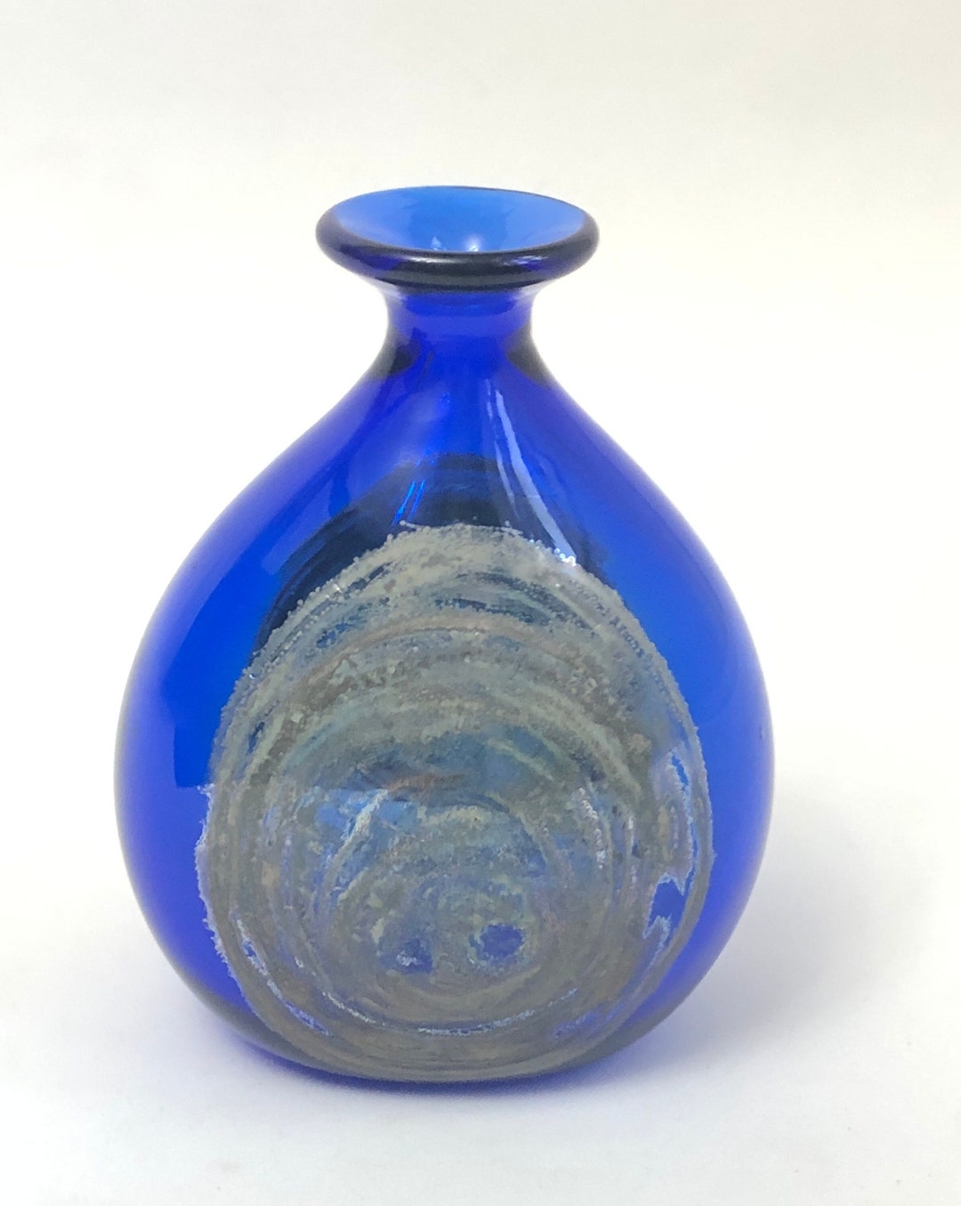Signed Don Gonzalez Studio Art Glass Vase Cobalt Blue & Silver - Etsy