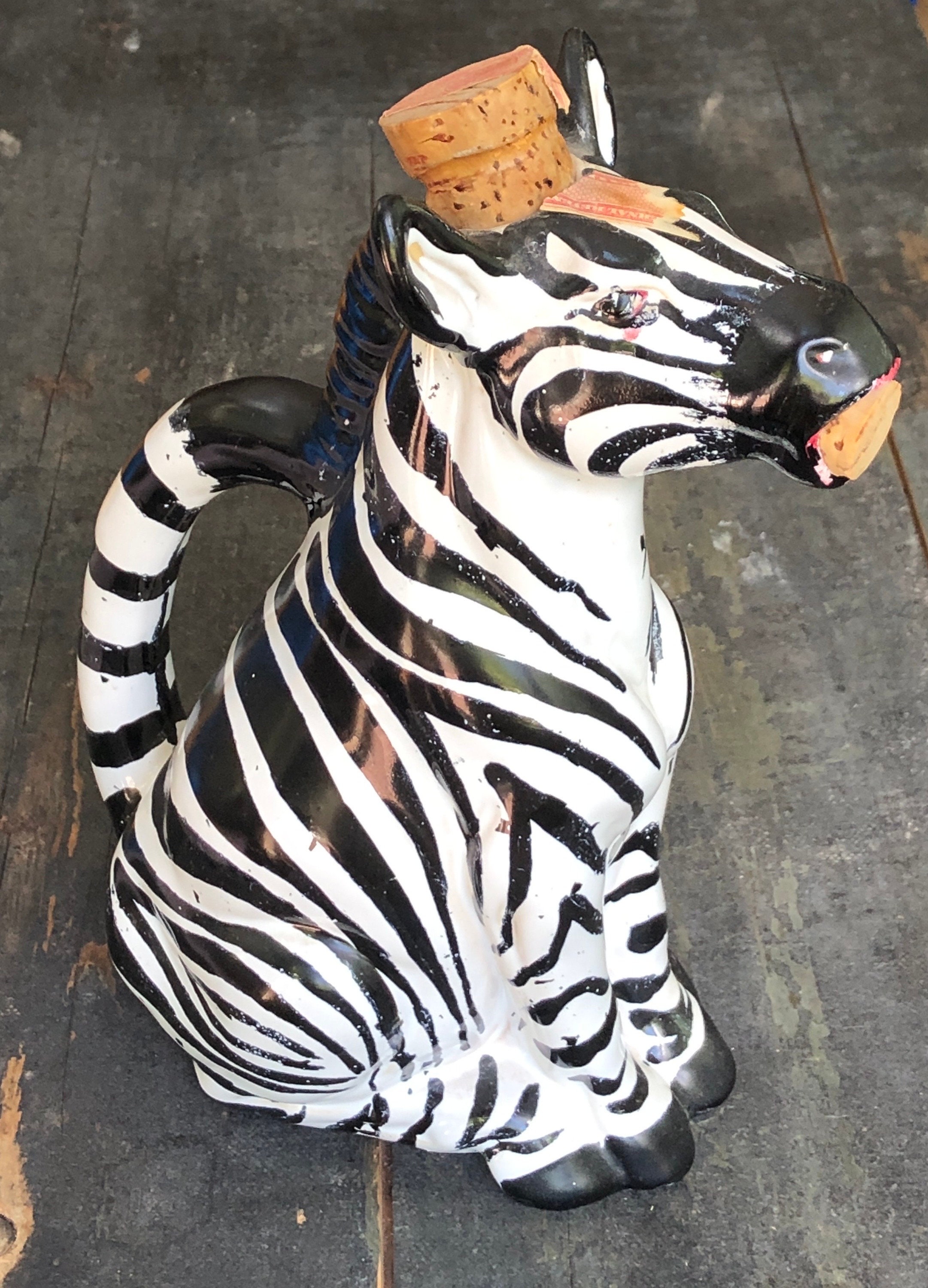 Vintage R.E.M.O Italy Ceramic Hand Painted Zebra Decanter Pitcher 1975 ...