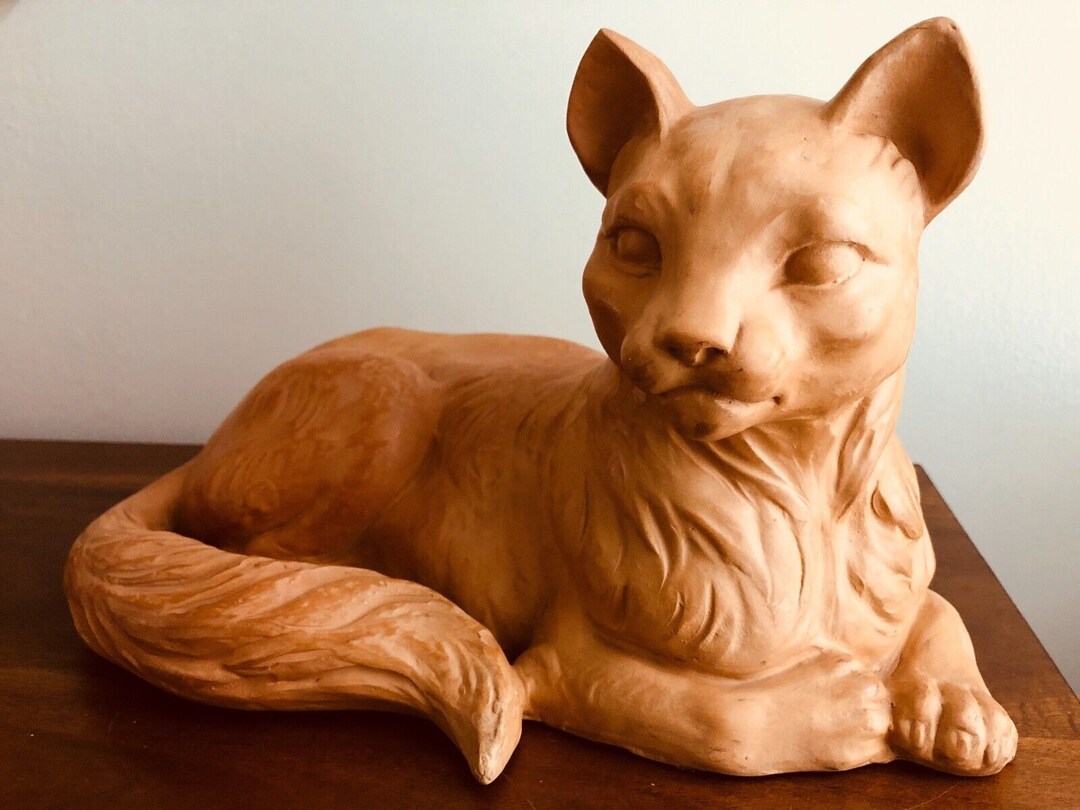 Life Size Terracotta Cat Pottery Art Sculpture Signed AB Italy ...