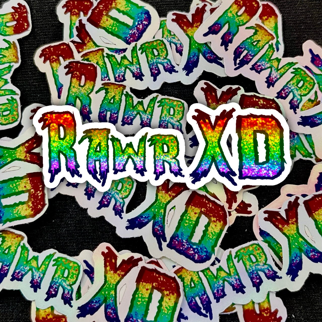 Rawr XD Scenecore Rainbow Vinyl Sticker Edgy Metal Font - Etsy