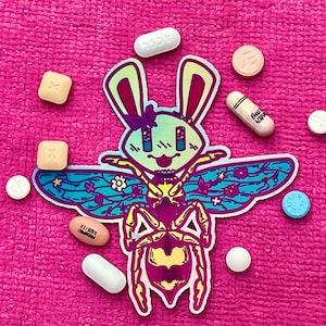 Weirdcore Bunny Wasp Vinyl Decalcreepy Cute Rabbit Bug - Etsy Canada