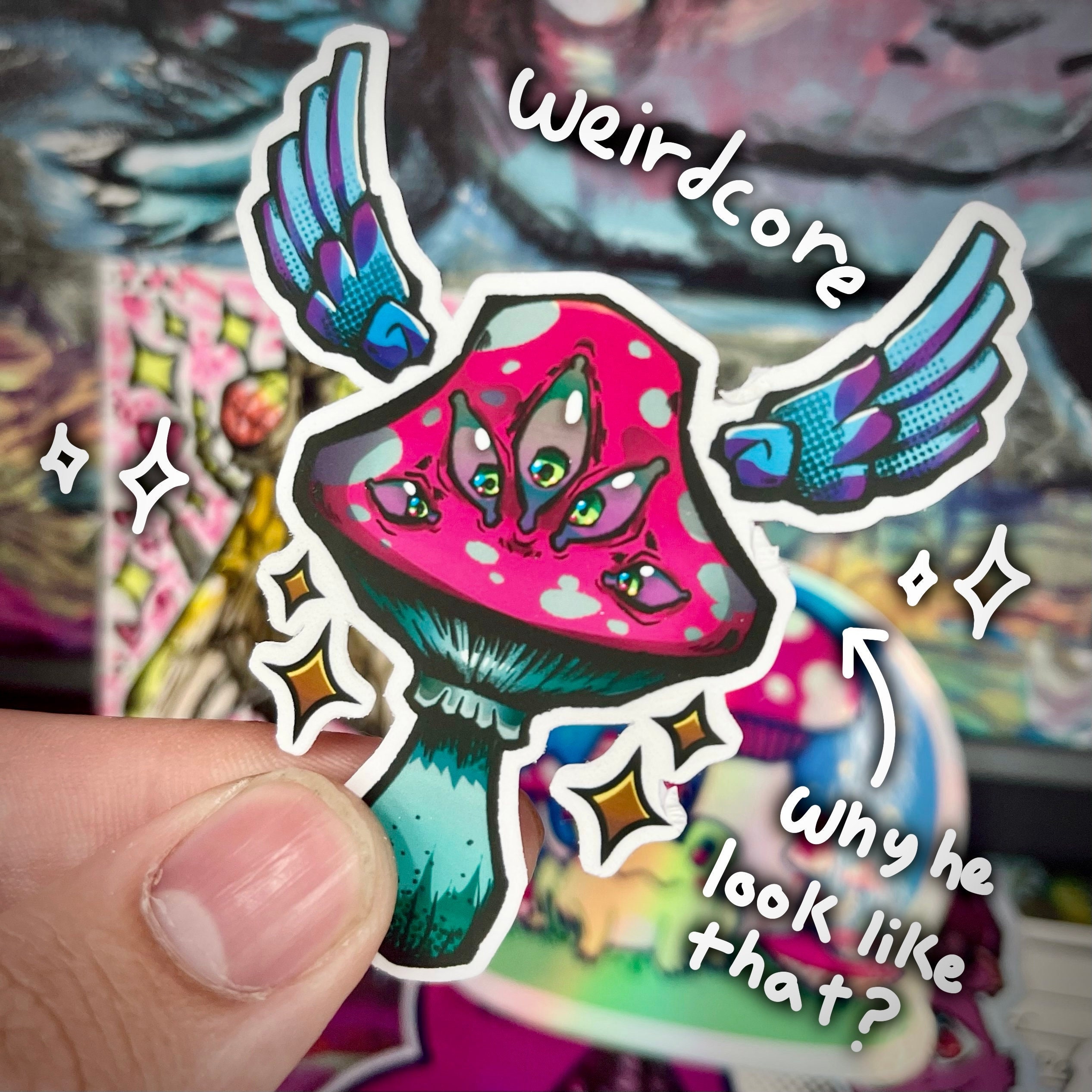 Mushroom Angel Weirdcore Vinyl Stickerweird Core Biblically - Etsy