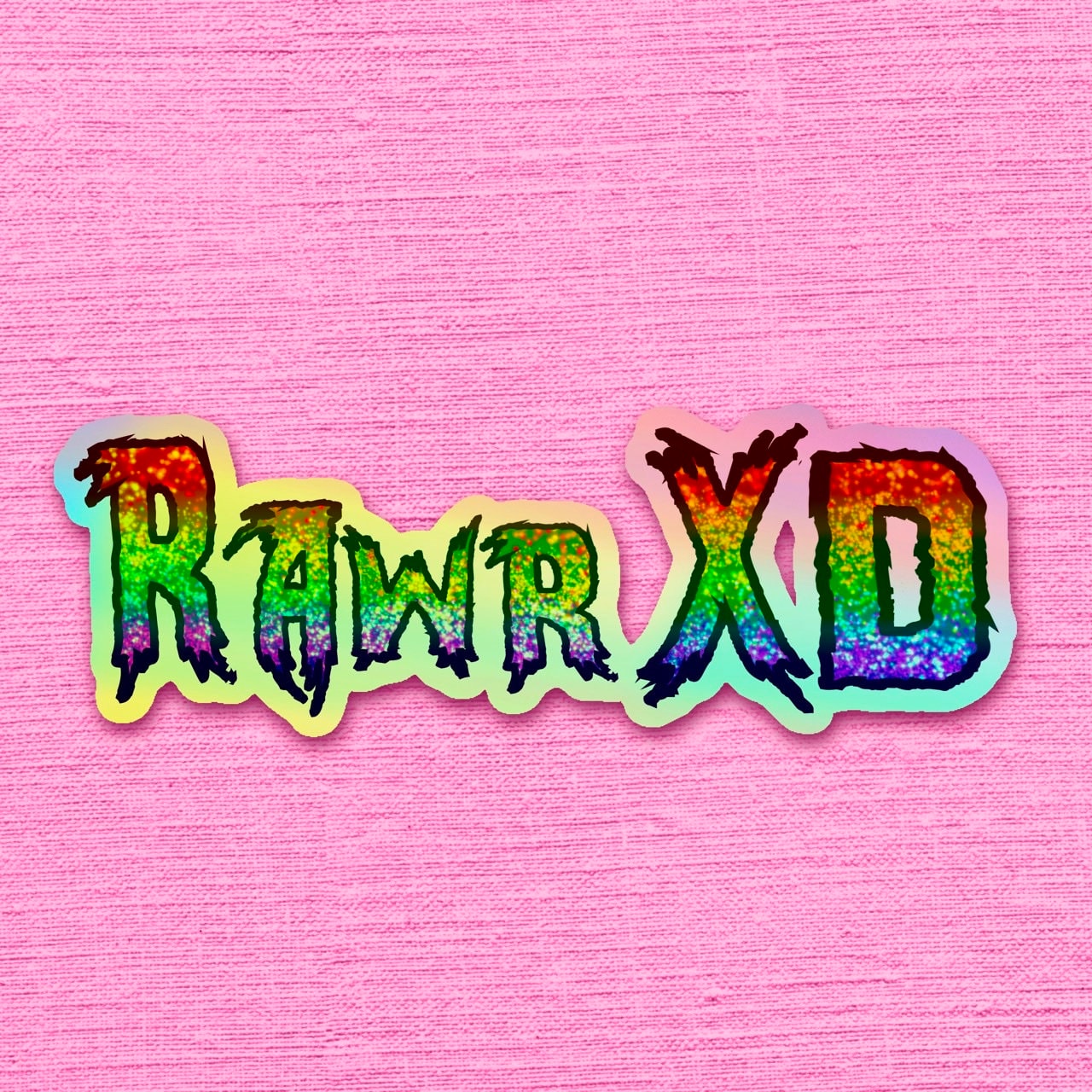 Rawr XD Scenecore Rainbow Vinyl Sticker Edgy Metal Font - Etsy