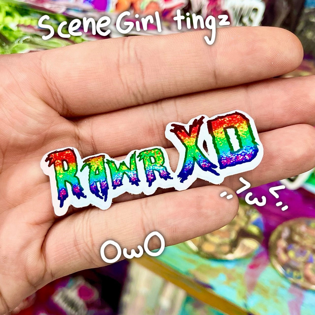 Rawr XD Scenecore Rainbow Vinyl Sticker Edgy Metal Font - Etsy