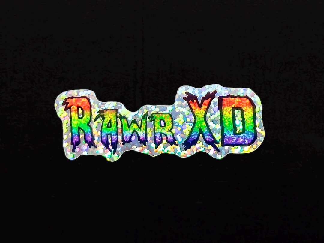 Rawr XD Scenecore Rainbow Vinyl Sticker| Edgy Metal Font Holographic ...