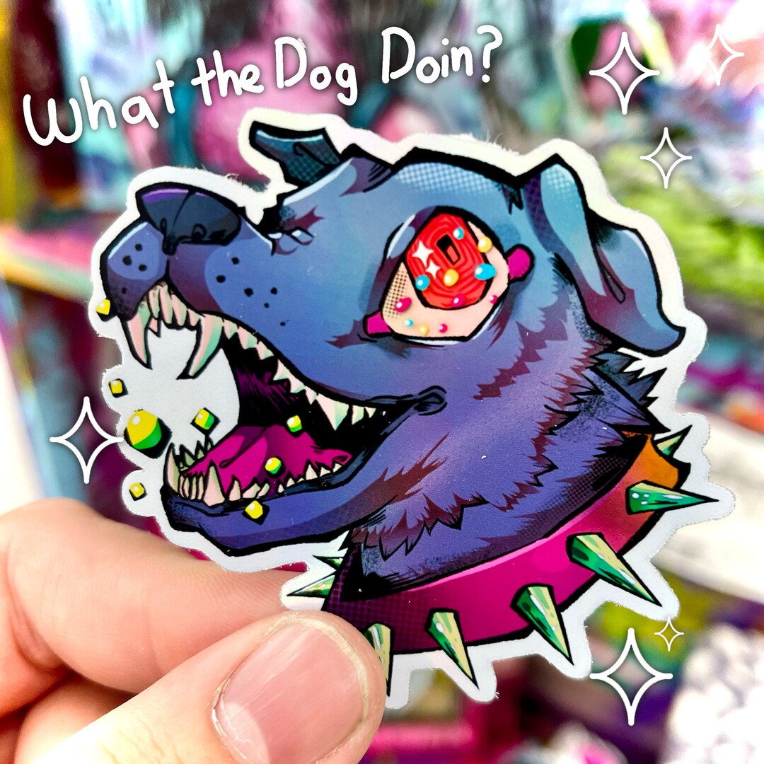 Black Smile Dog Weirdcore Vinyl Decalblack Dog Pet - Etsy