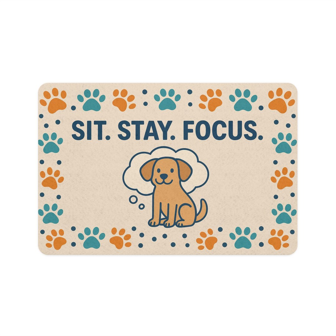 ADHD Dog Mat Sit Stay Focus Funny Dog Feeding Mat Non Slip Pet Placemat ...