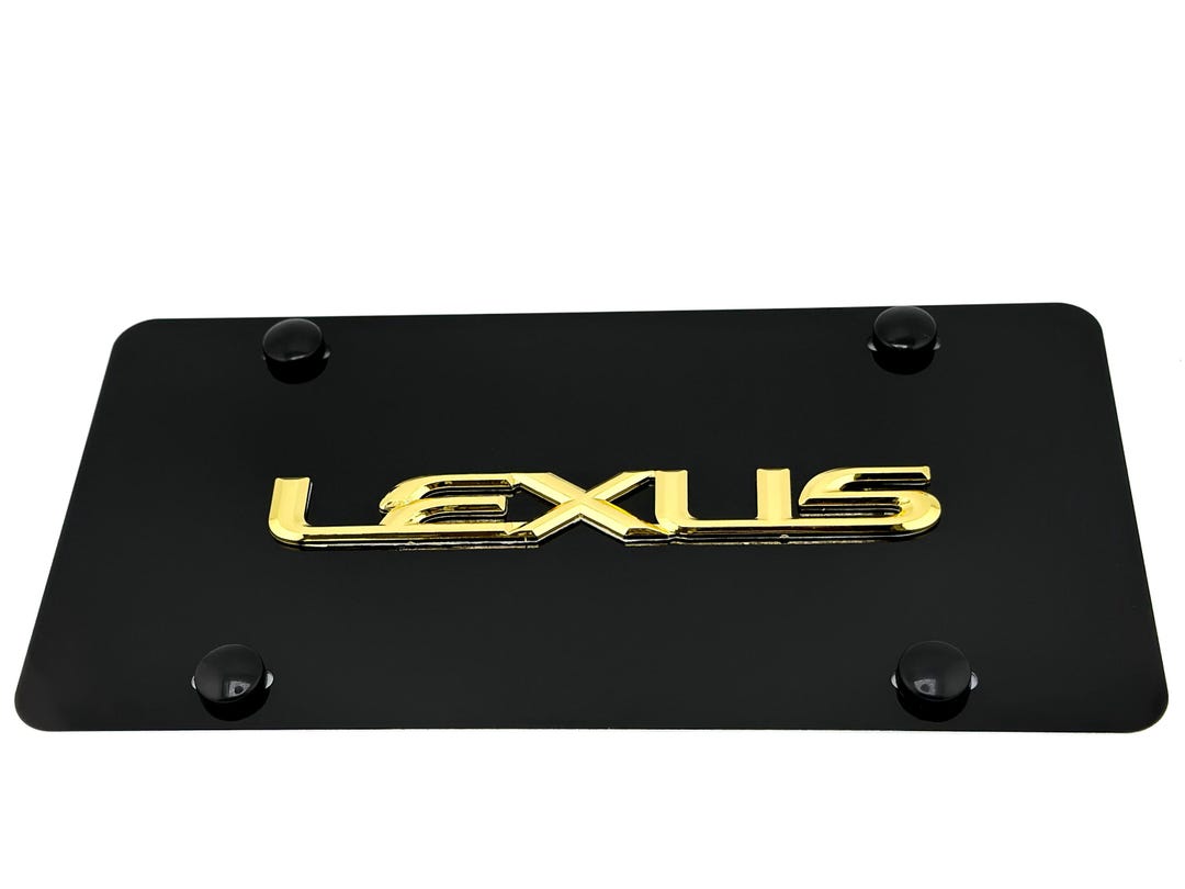 Black FRONT VANITY LOGO License Plate With Gold Emblem Badge for Lexus ...