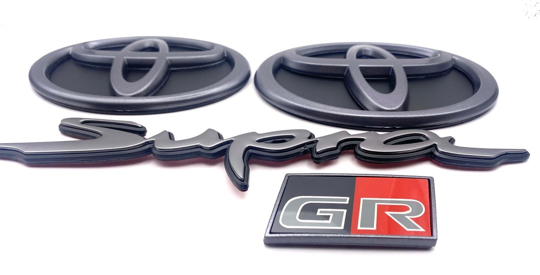 SATIN GUNMETAL Supra Badge Set 5pc Front/rear GR Letter Emblem Steering ...