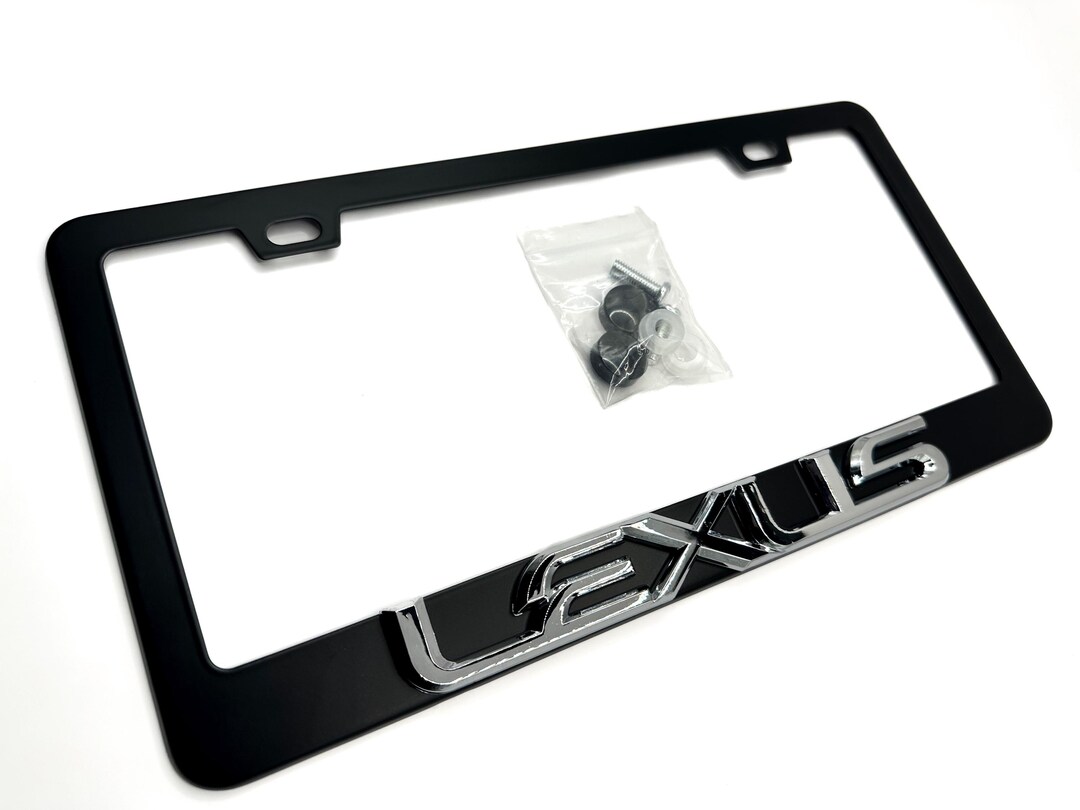 Satin Black LEXUS License Plate Frame Stainless Steel With Chrome ...