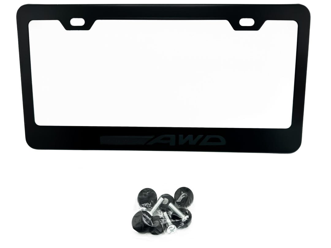 Satin Black License Plate Frame Stainless Steel Logo Emblem for ...