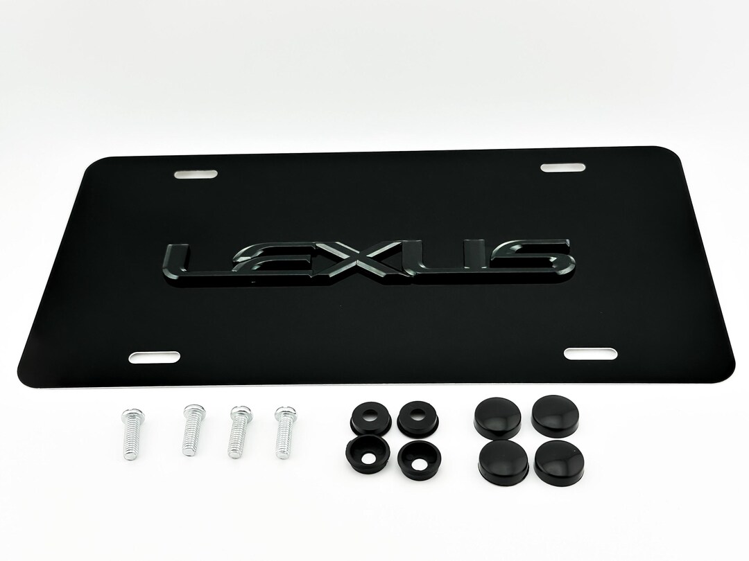 FRONT VANITY Logo License Plate With Satin GLOSS Black Emblem Badge for ...