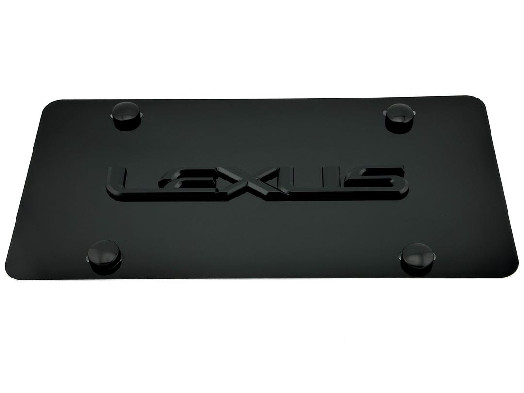 Black FRONT VANITY LOGO License Plate With Satin Matte Black Emblem ...