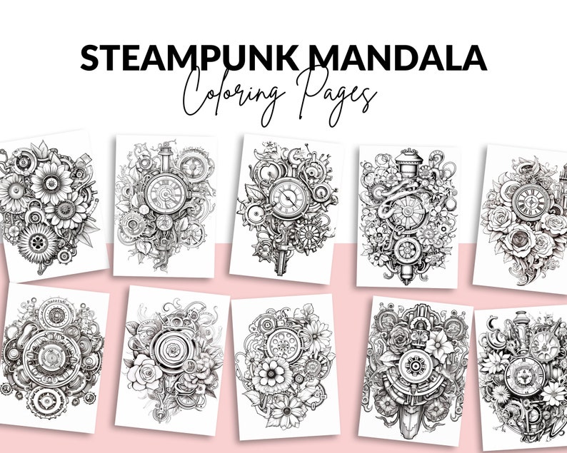 Steampunk Mandala Coloring Pages, PDF, Printable Coloring Pages, Adult ...
