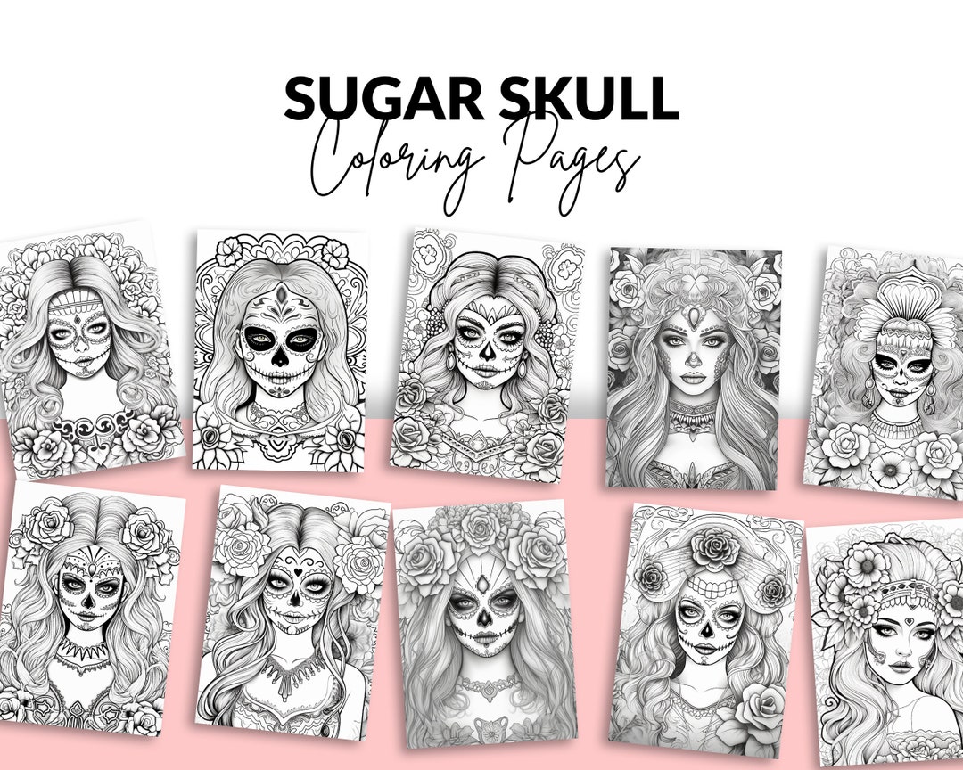 Printable Sugar Skull Coloring Pages, Adult & Kids Coloring, Stress ...