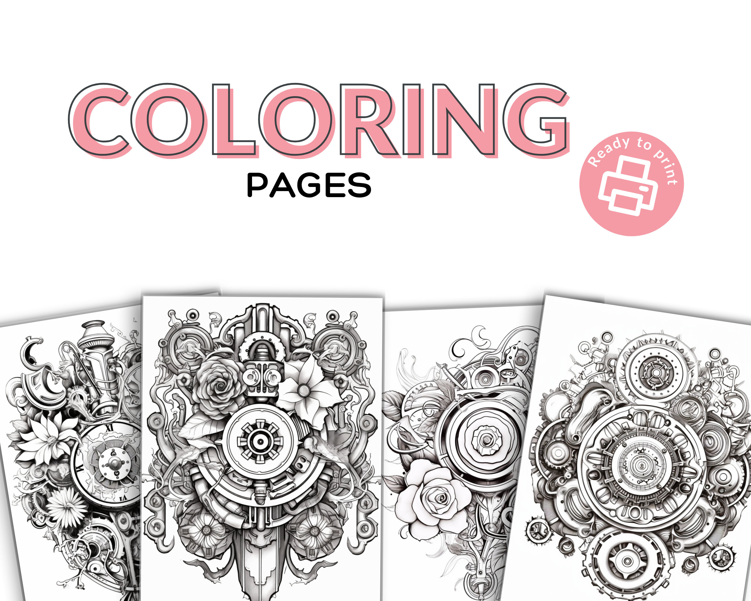 Steampunk Mandala Coloring Pages, PDF, Printable Coloring Pages, Adult ...
