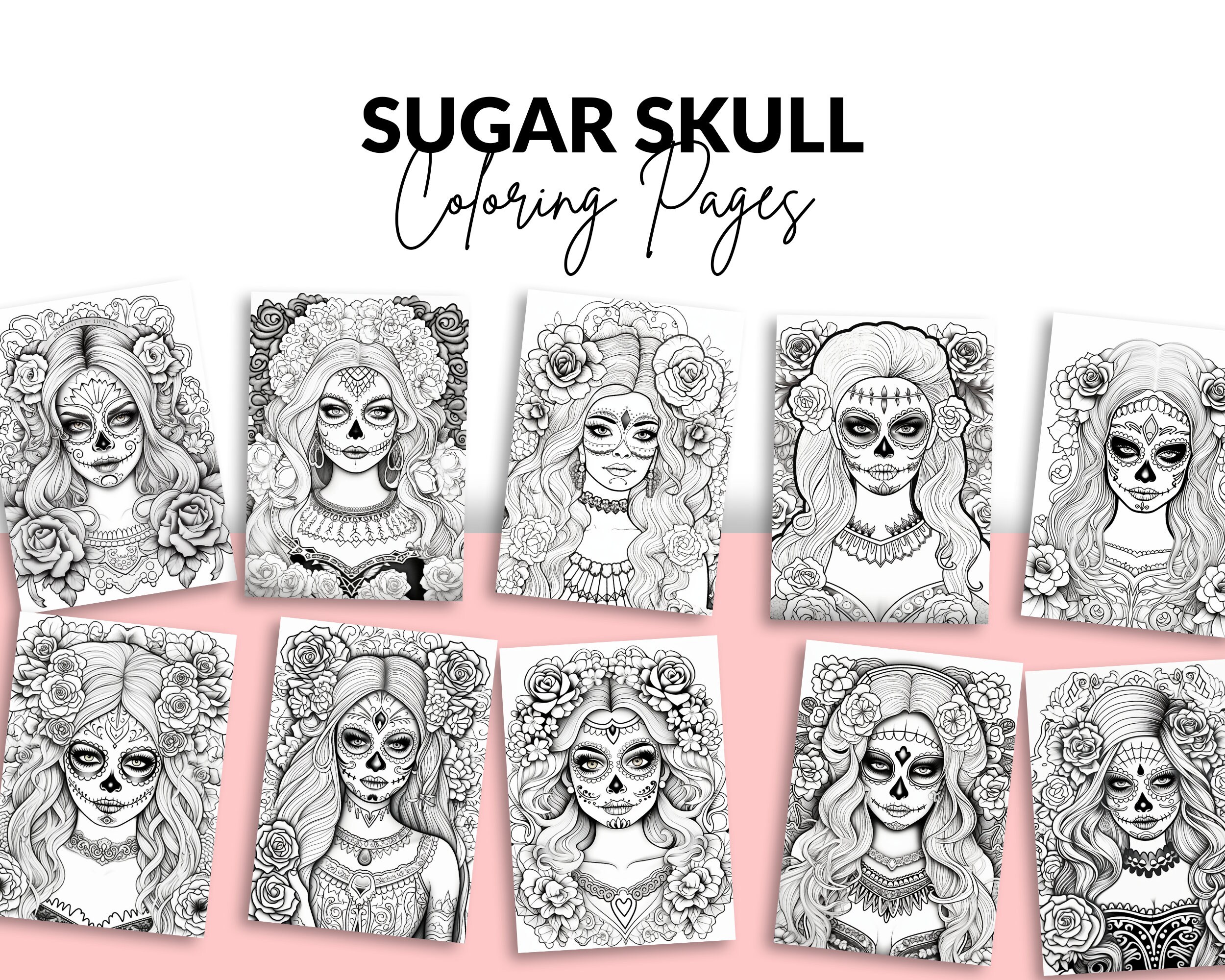 Printable Sugar Skull Coloring Pages, Adult & Kids Coloring, Stress ...