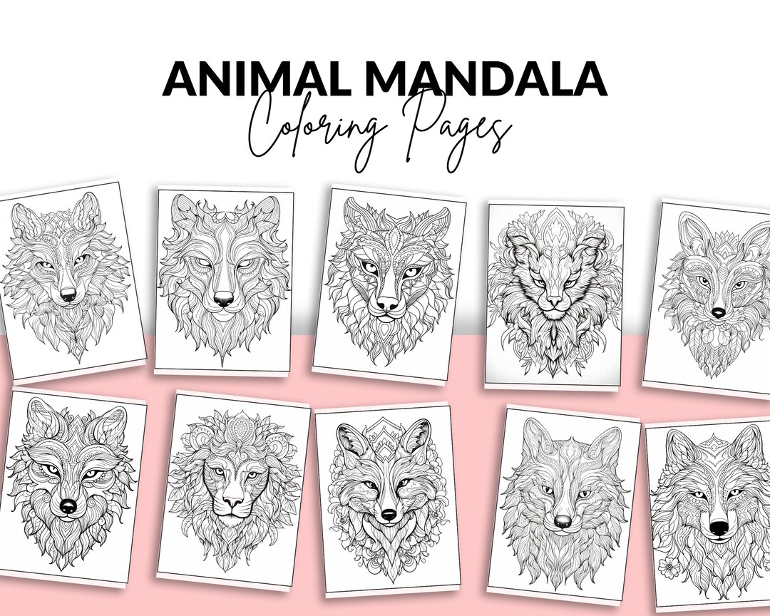 Animal Mandala Coloring Pages, Adult & Kid Pages, Stress Relief, Art ...
