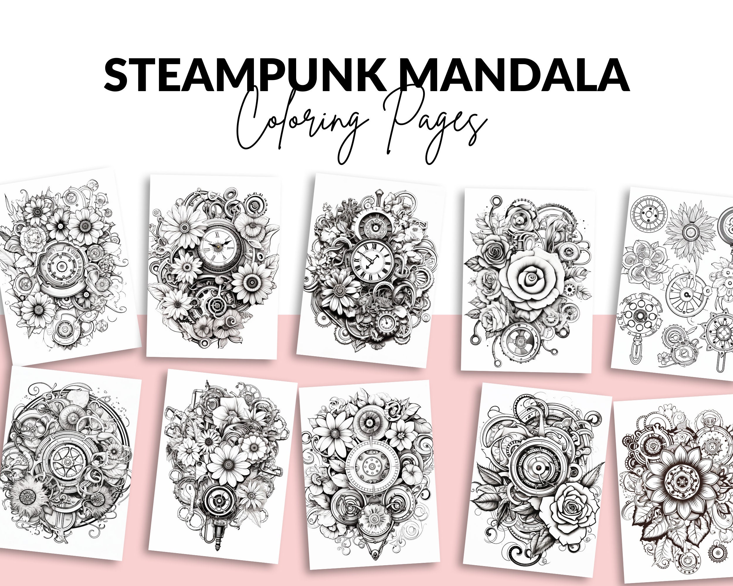 Steampunk Mandala Coloring Pages, PDF, Printable Coloring Pages, Adult ...