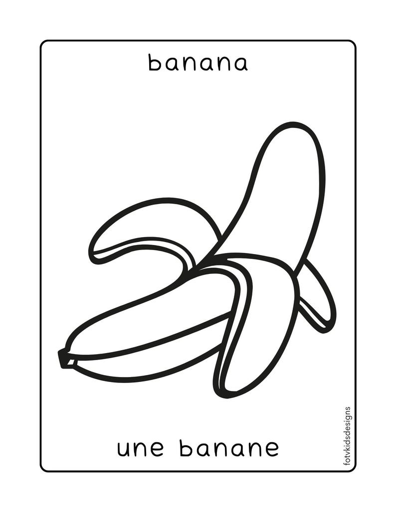 English French Fruit Colouring Pages, Kid Colouring, Language Learning ...