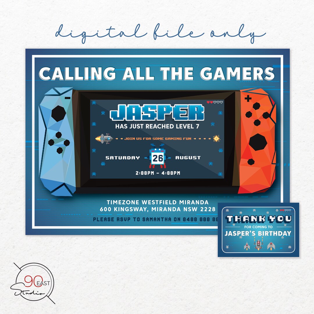 Video Game Birthday Invitation | Gamer Invitation | Video Game Party ...