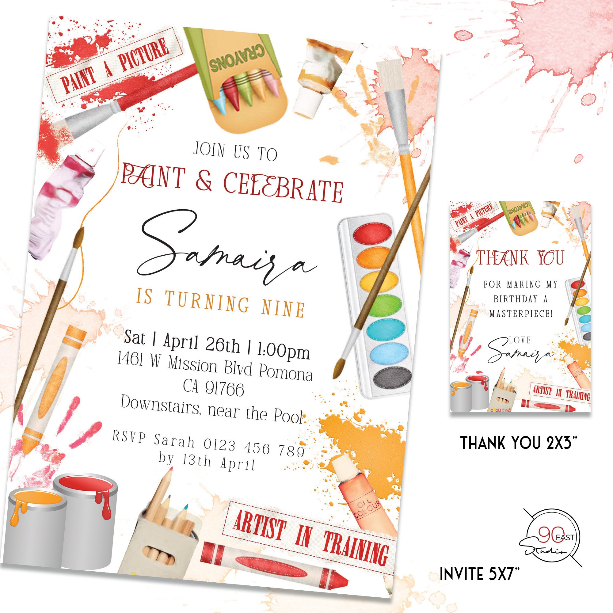 Art Birthday Invitation, Paint Party Invite, Art Studio Invite ...
