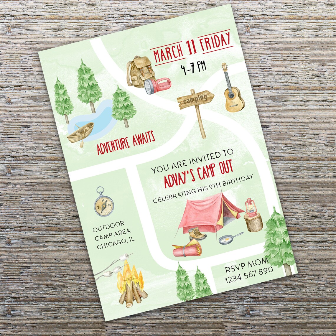 Camping Invitation, Adventure, Outdoor Invitation, Camp Out, Tent ...