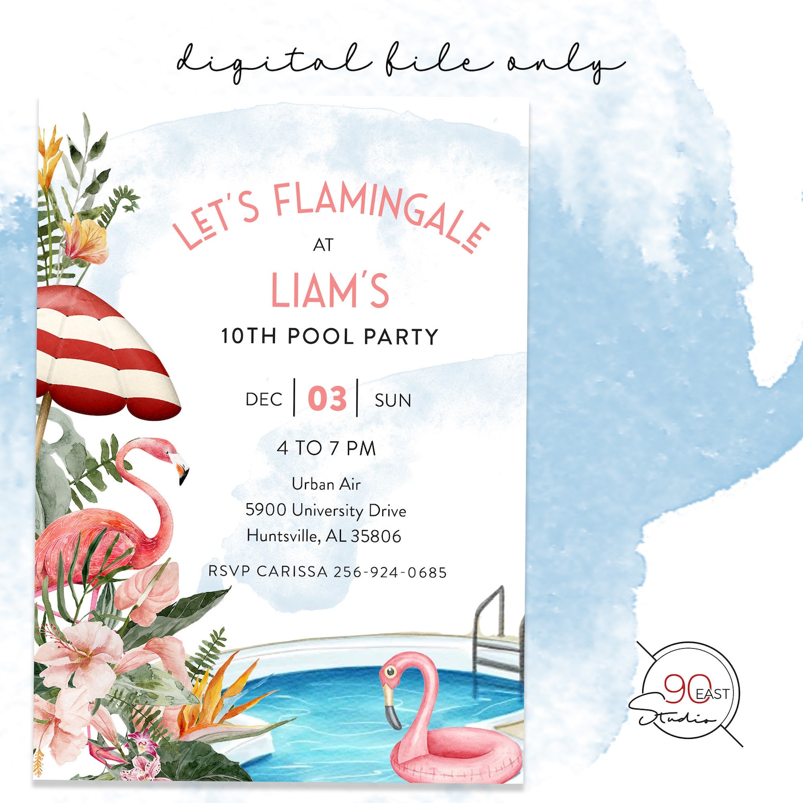 Flamingo Pool Party Invite, Flamingale, Tropical Birthday Invite ...