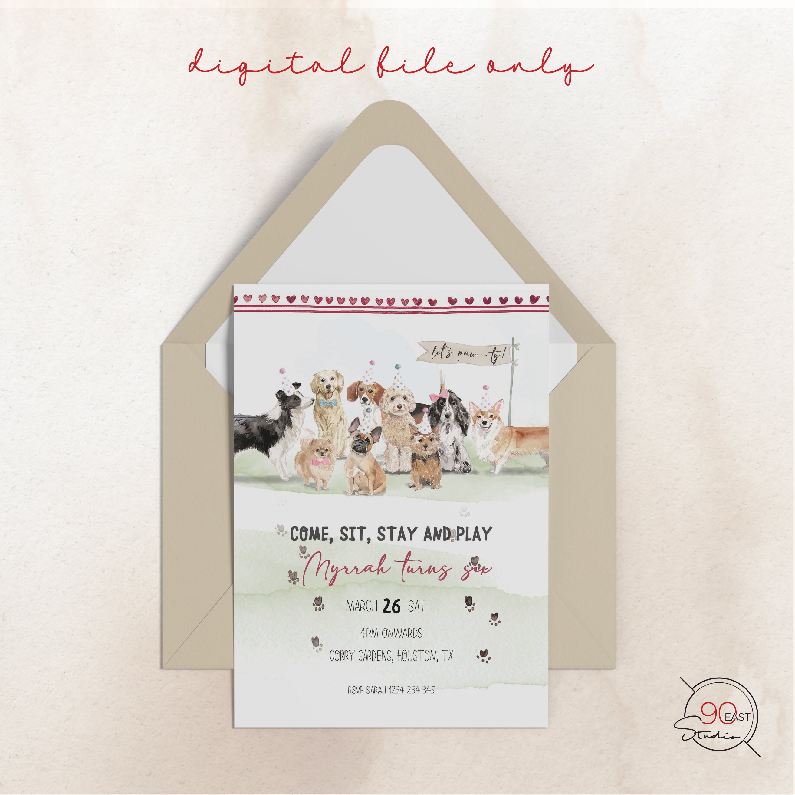 Birthday Invitation, Dog Birthday Invitation, Pet Party Invitation ...