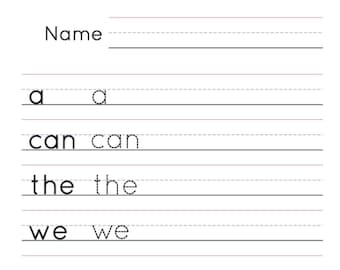 Kindergarten Sight Word Practice - Coloring and Handwriting - Etsy