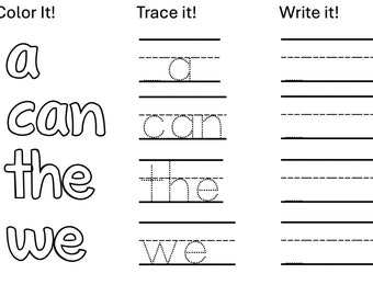 Kindergarten Sight Word Practice - Etsy