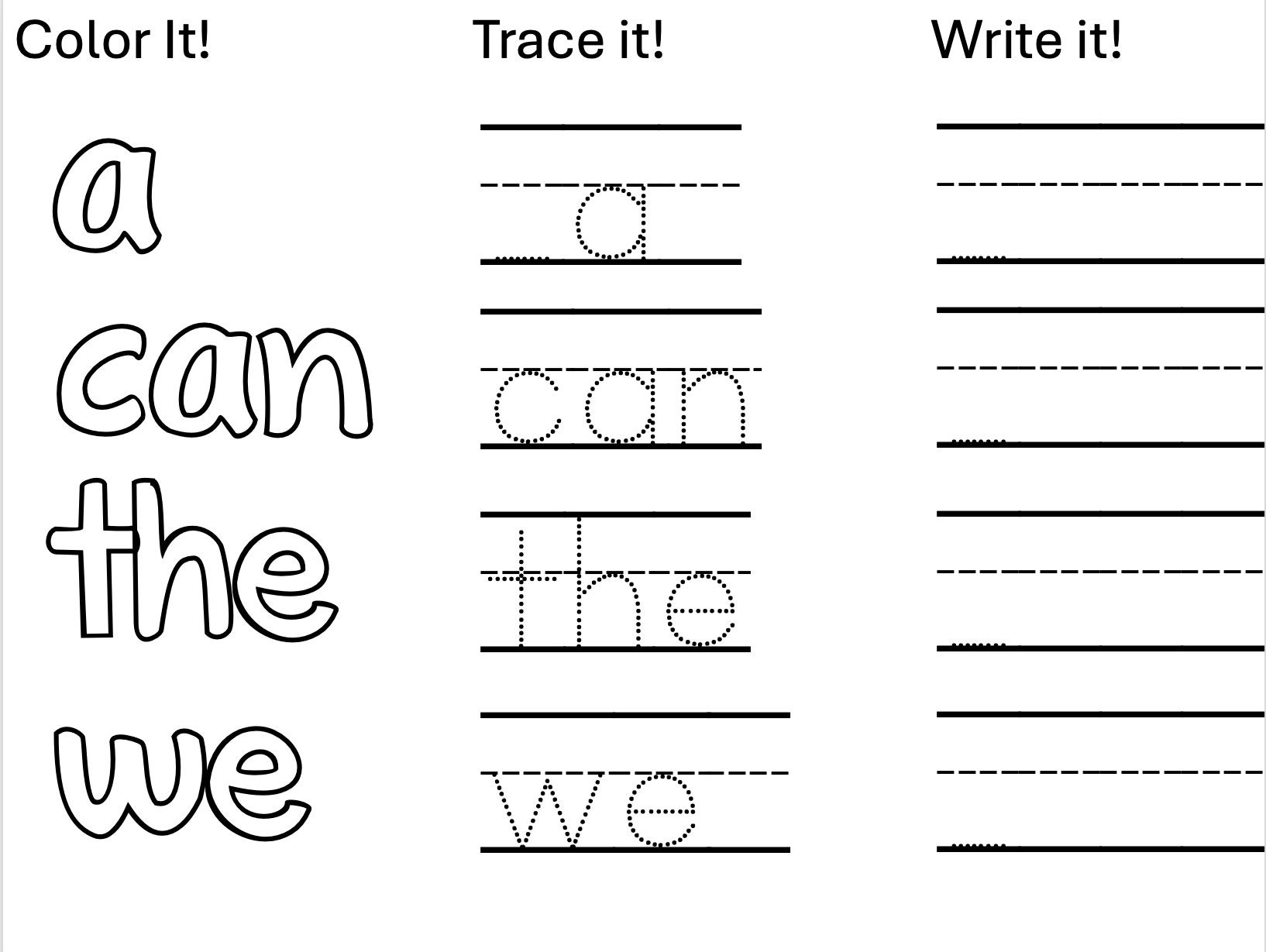 Kindergarten Sight Word Practice - Coloring and Handwriting - Etsy
